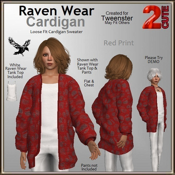 Second Life Marketplace - Raven Wear Open Cardigan [2cute] Tweenster ...